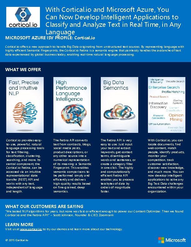 With Cortical io and Microsoft Azure You Can