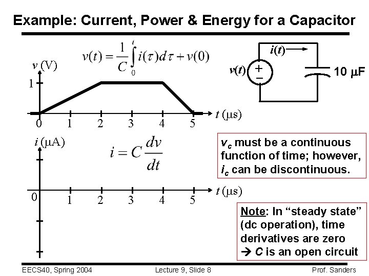 Lecture 9 OUTLINE The capacitor The inductor Reading