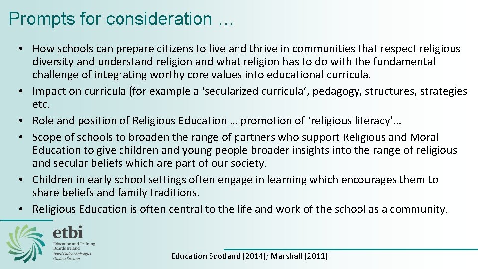 Towards Finalising a Patrons Framework for ETB Schools