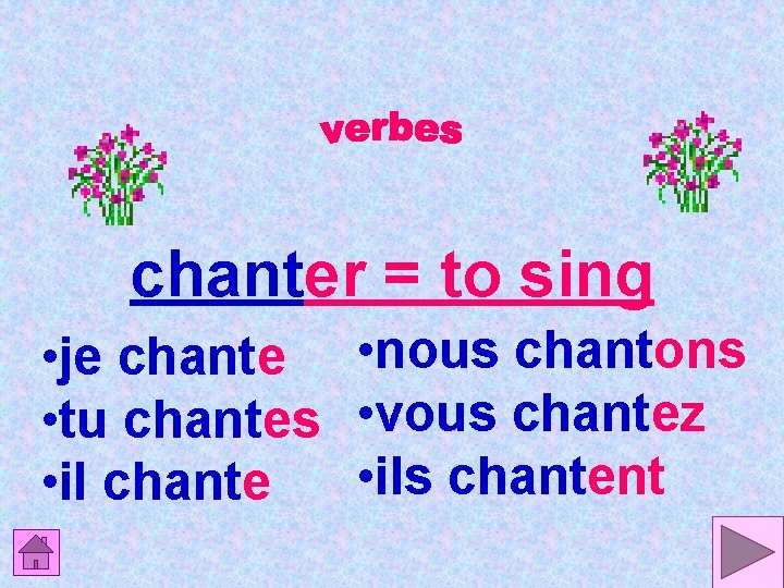LES VERBES REGULIERS LES VERBES IRREGULIERS chanter manger