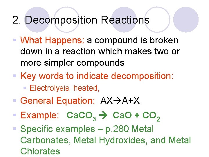 Chapter 8 Notes Types of Chemical Reactions p