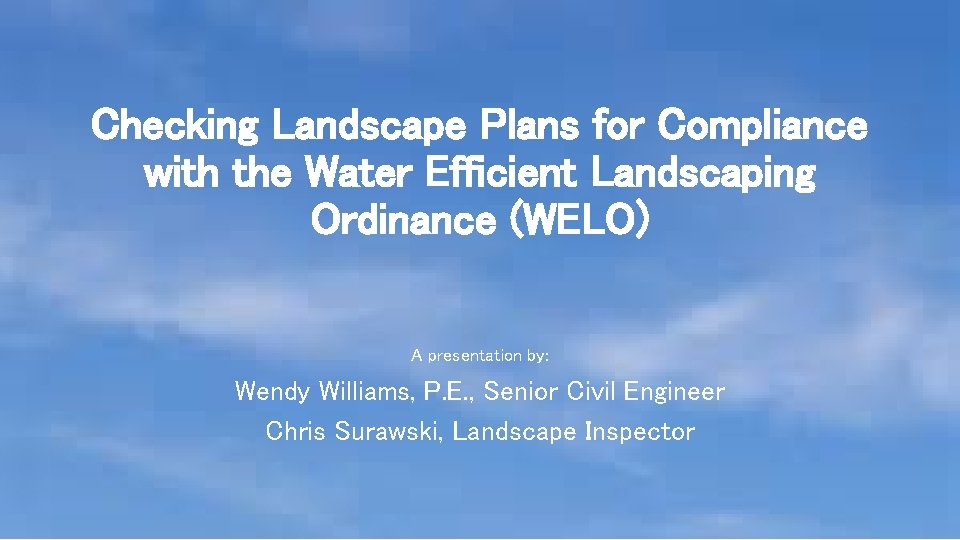 Checking Landscape Plans for Compliance with the Water