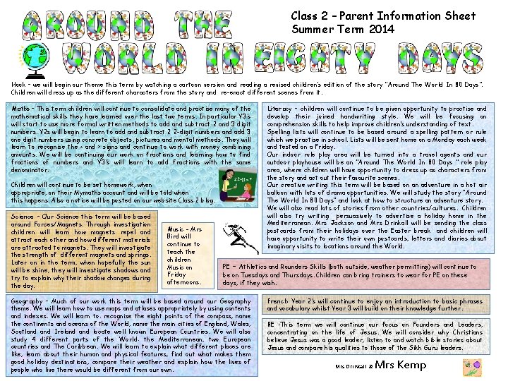 Class 2 Parent Information Sheet Summer Term 2014