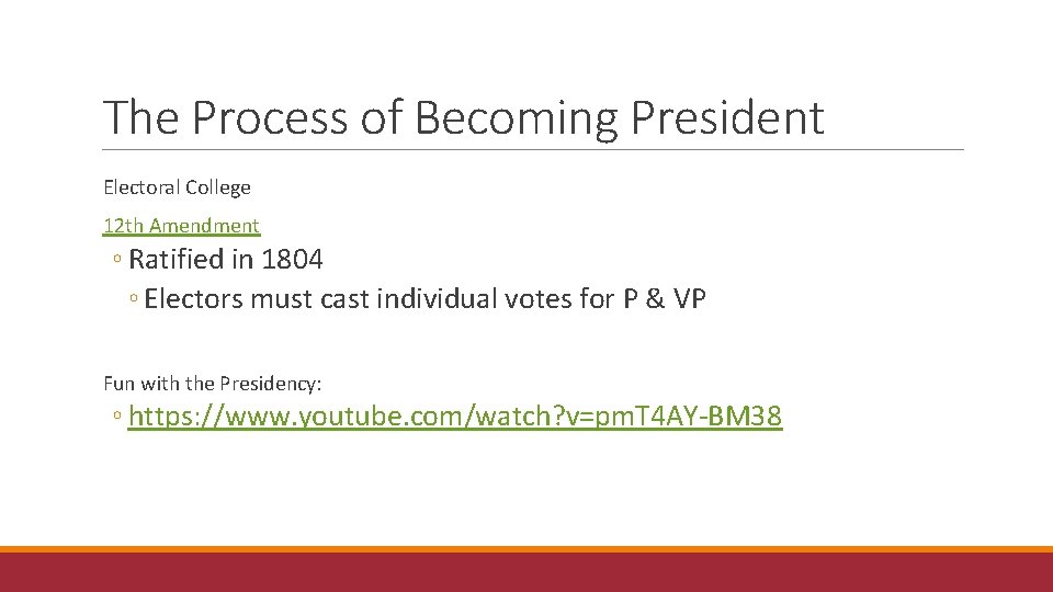 Evolution of the Presidency 4 10 Differences in