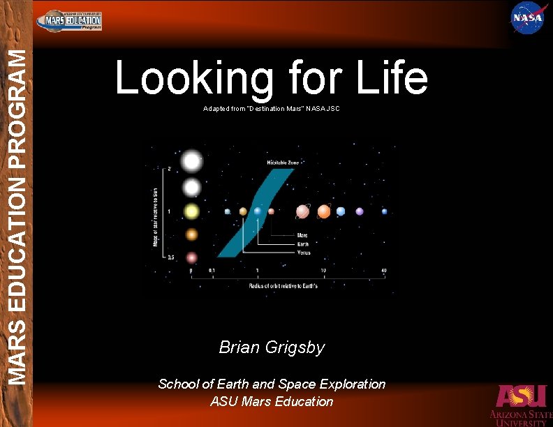 MARS EDUCATION PROGRAM Looking for Life Adapted from