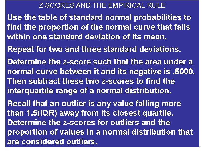 THE STANDARD NORMAL DISTRIBUTION Individual normal distributions all