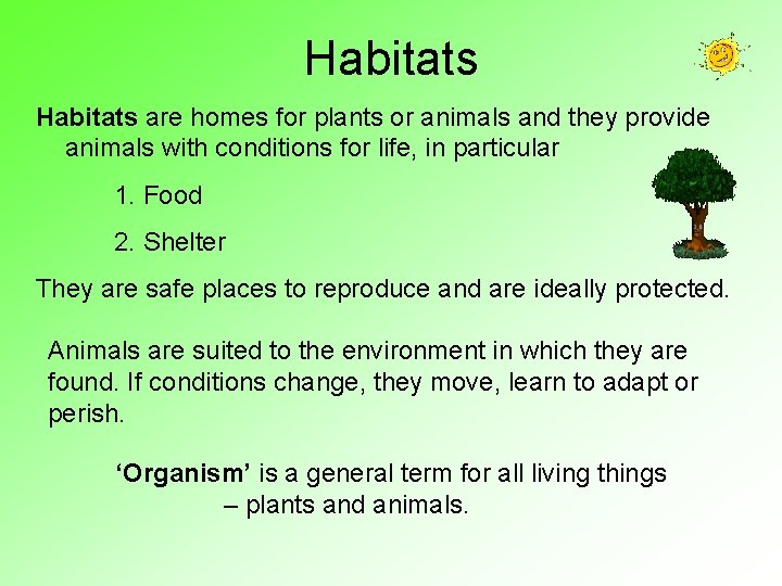 Habitats Click screen to continue Learning Objectives Do