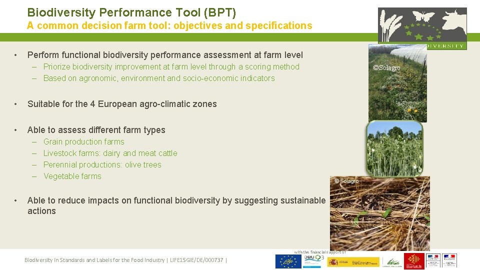 LIFE Food Biodiversity Presentation of the Biodiversity Performance