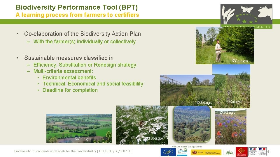 LIFE Food Biodiversity Presentation of the Biodiversity Performance