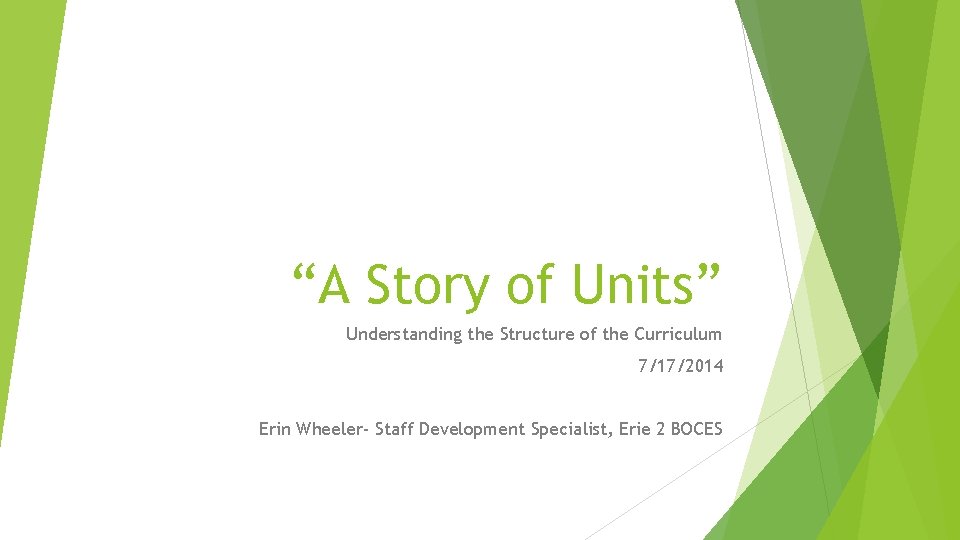 A Story of Units Understanding the Structure of
