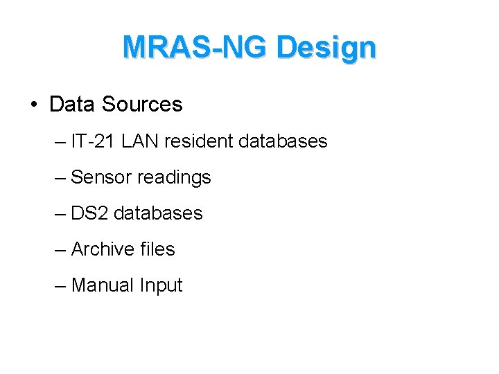 Mission Readiness Assessment System MRAS Duane Chip Morris