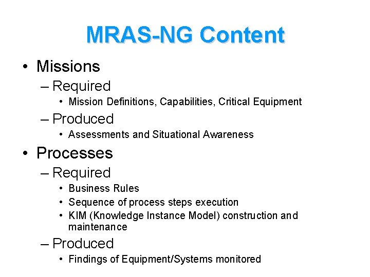Mission Readiness Assessment System MRAS Duane Chip Morris