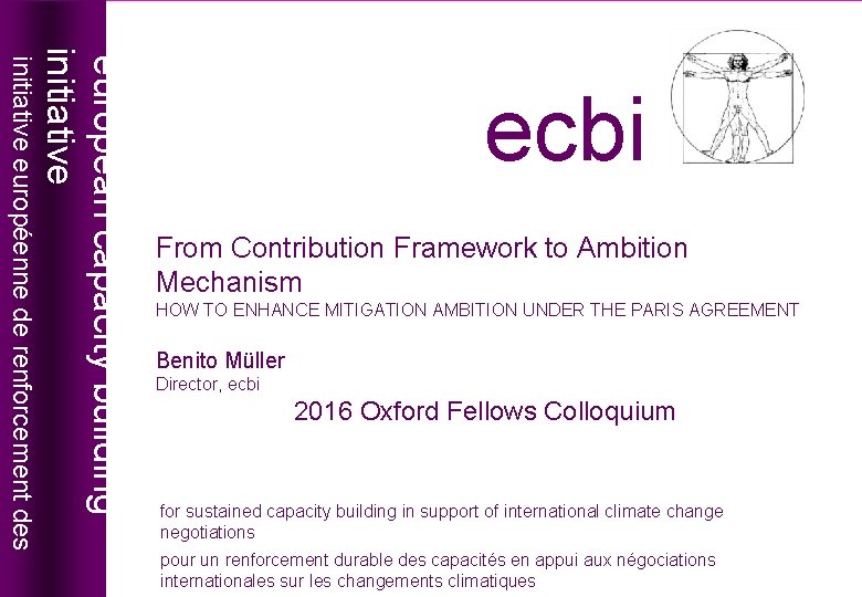 From Contribution Framework to Ambition Mechanism european capacity
