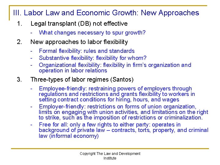 Labor Protection and Economic Development The Law and