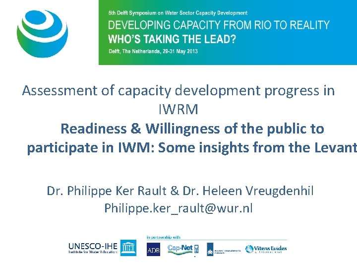 Assessment of capacity development progress in IWRM Readiness