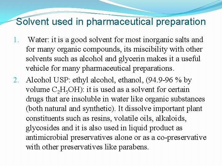 Pharmaceutical Technology I Lecture 3 Solvents for pharmaceutical
