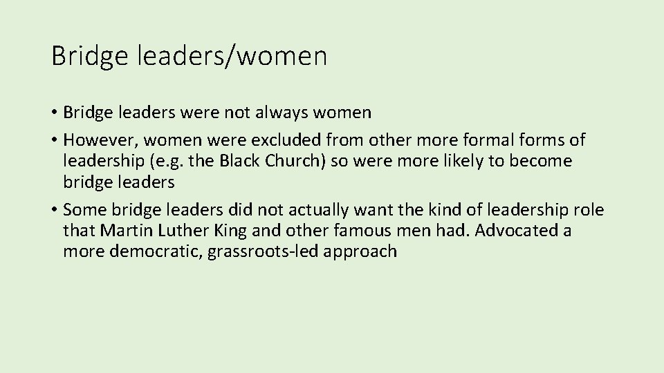 The role of women in the civil rights