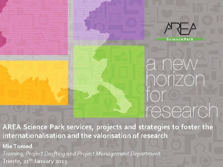 AREA Science Park services projects and strategies to