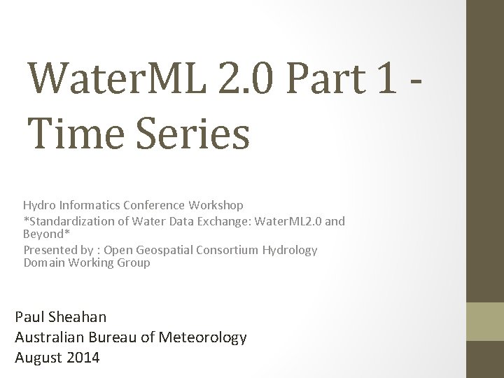 Water ML 2 0 Part 1 Time Series