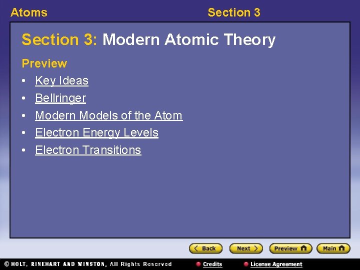 Atoms Section 3 Modern Atomic Theory Preview Key
