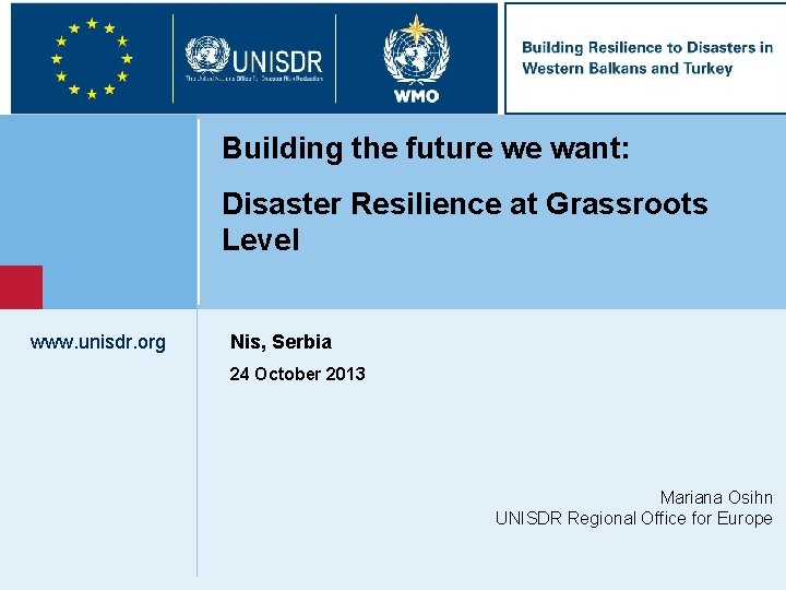 Building the future we want Disaster Resilience at