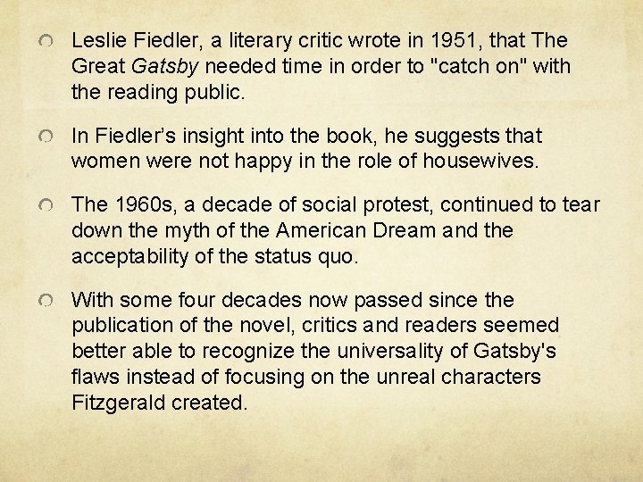 The Great Gatsby Context Roaring 20s Postwar economy