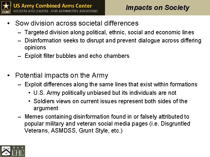 US Army Combined Arms Center SOLDIERS AND LEADERS