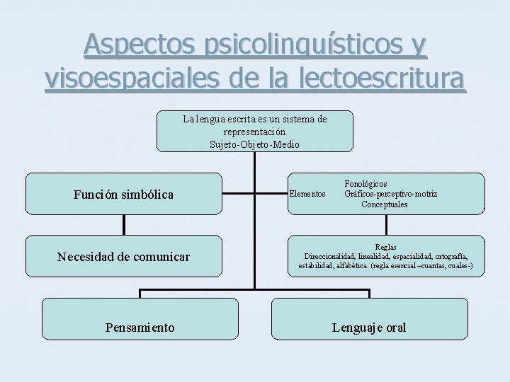 Aspectos psicolingusticos y visoespaciales de la lectoescritura La