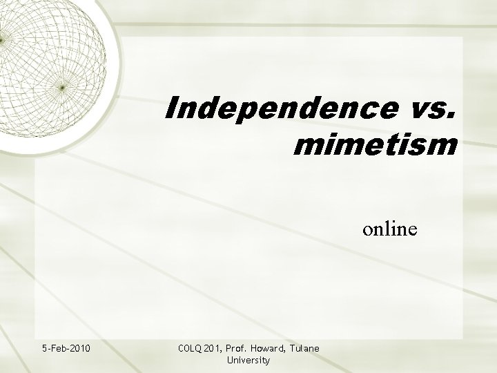 Biology or Social studies individual vs collective movement