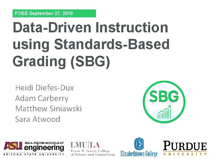 FOEE September 27 2016 DataDriven Instruction using StandardsBased