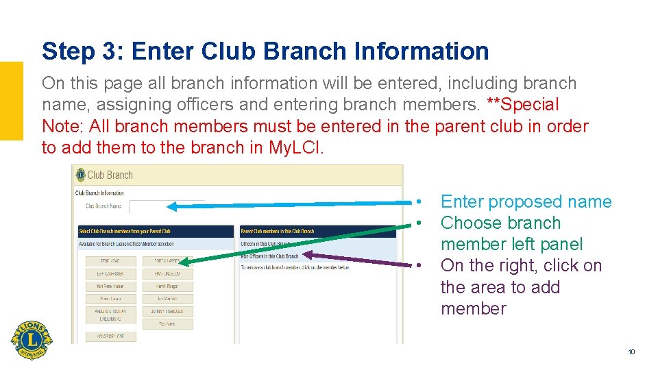 My LCI Club Branch Process Manual Club Branch