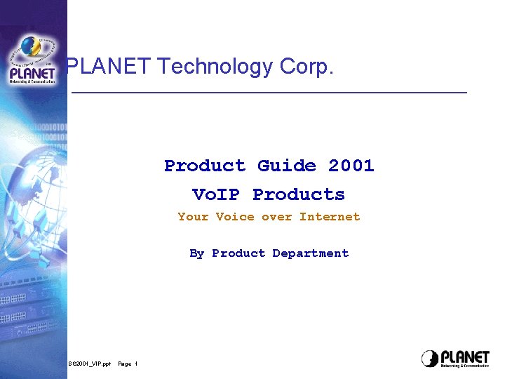 PLANET Technology Corp Product Guide 2001 Vo IP