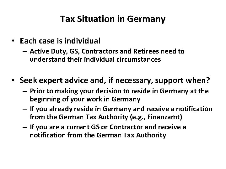 Potential German Tax Liability Information Brief Case 1