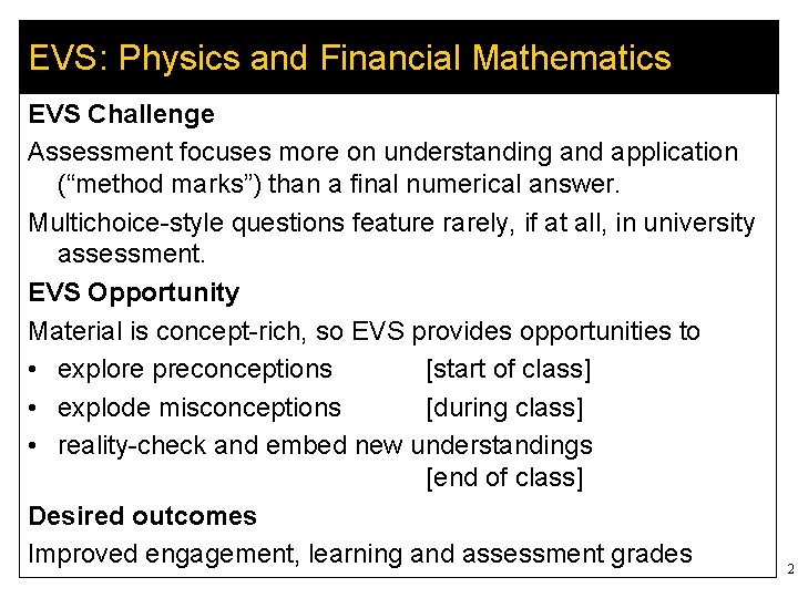Two steps forward one step back an EVS