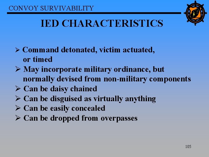 CONVOY SURVIVABILITY CONVOY SURVIVABILITY DEFEND AGAINST INDIRECT FIRE