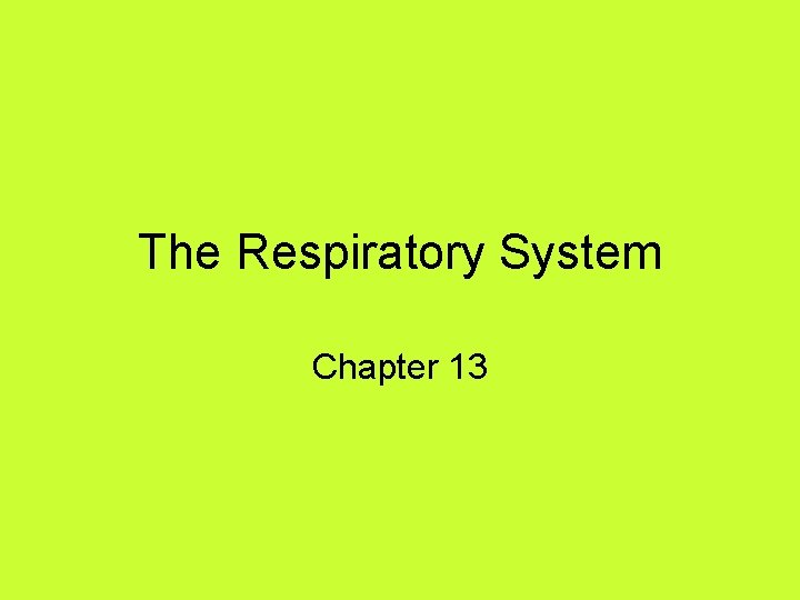 The Respiratory System Chapter 13 PRIMARY FUNCTIONS Exchange