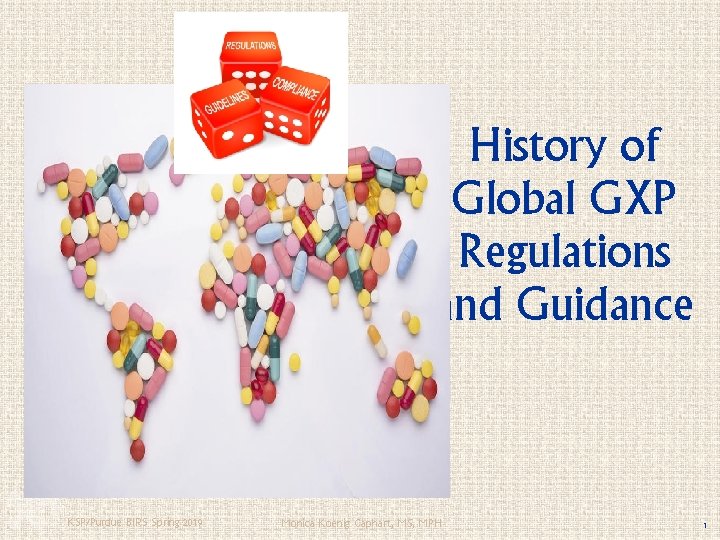 History of Global GXP Regulations and Guidance KSPPurdue