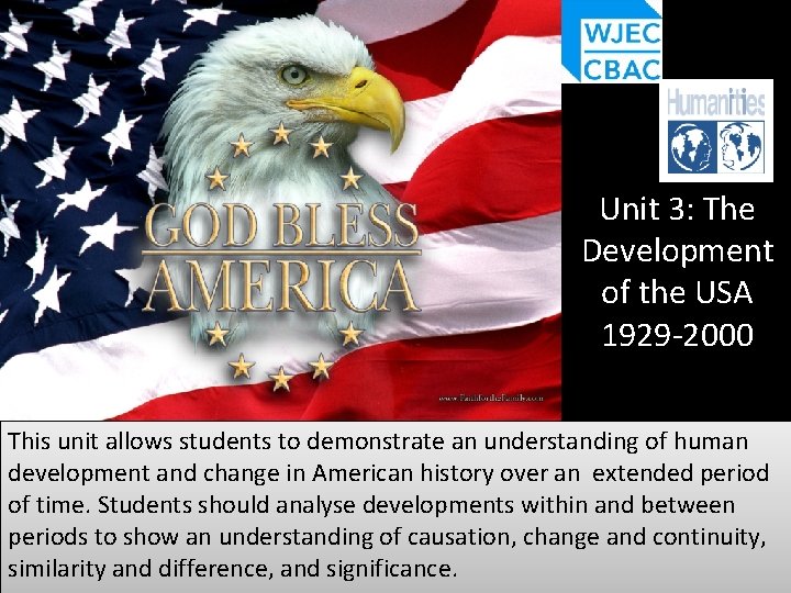 Unit 3 The Development of the USA 1929