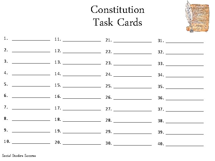 Constitution Task Cards Social Studies Success Constitution Task