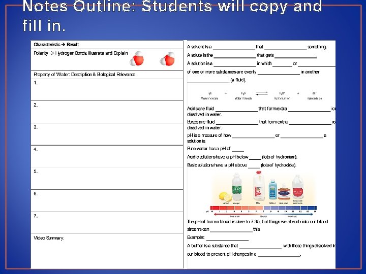 Notes Outline Students will copy and fill in