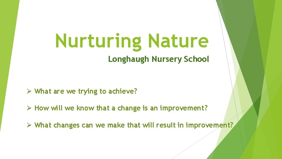 Nurturing Nature Longhaugh Nursery School What are we