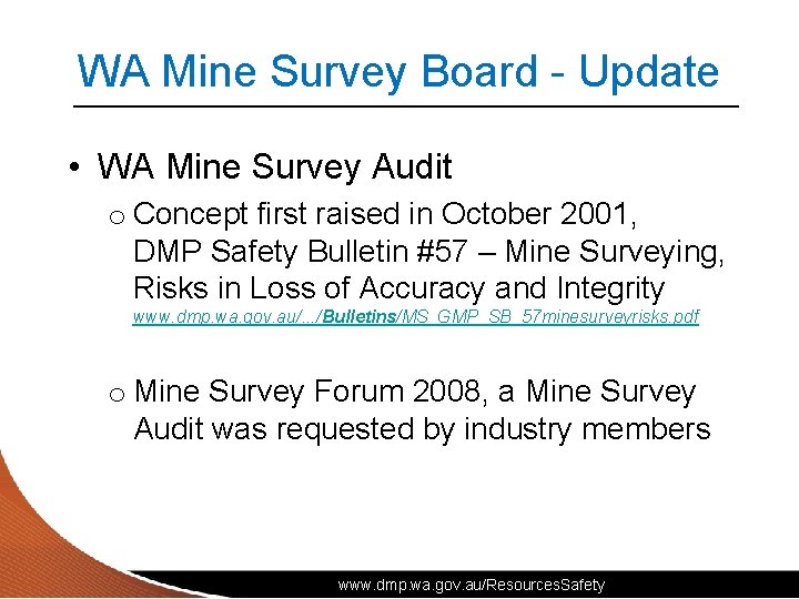 WA Mine Survey Board Update WASSIC Conference 21