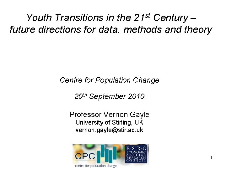 Youth Transitions in the 21 st Century future