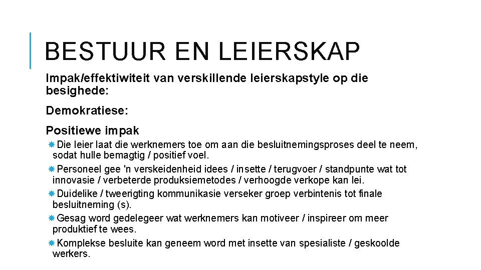 BESTUUR EN LEIERSKAP Kwartaal 2 Onderwerp 5 Vraestel