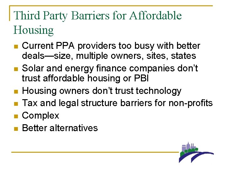 Third Party Ownership of PV for Affordable Housing