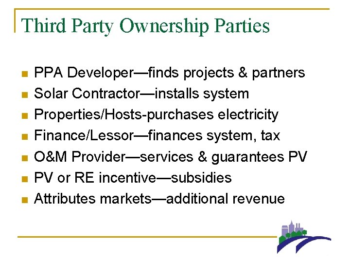Third Party Ownership of PV for Affordable Housing