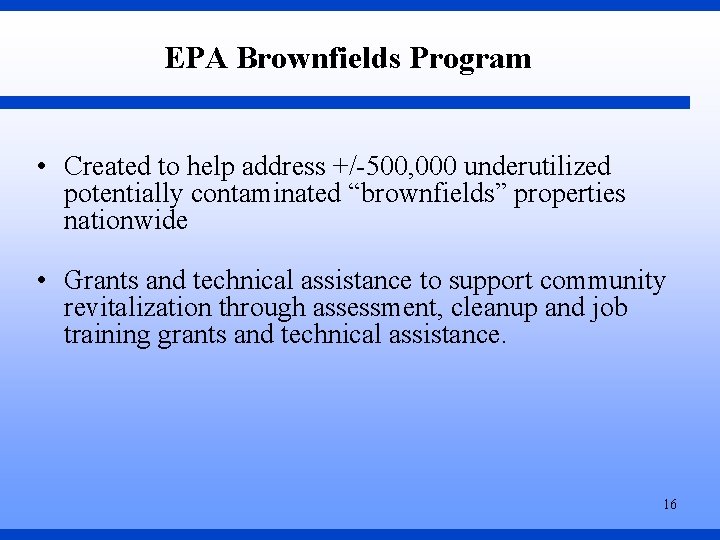 Incentives Tools for the Redevelopment of Brownfields MT