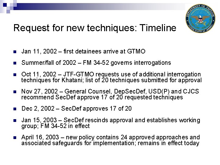 Interrogation Policy the Global War on Terrorism Office