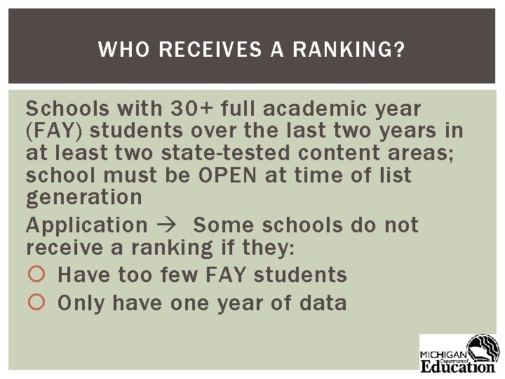 2012 TOP TO BOTTOM RANKING Understanding How the