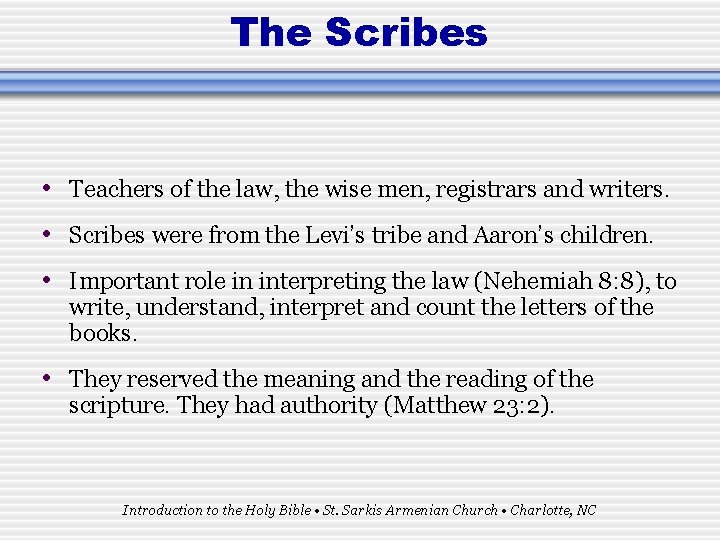 An Introduction to the Holy Bible St Sarkis